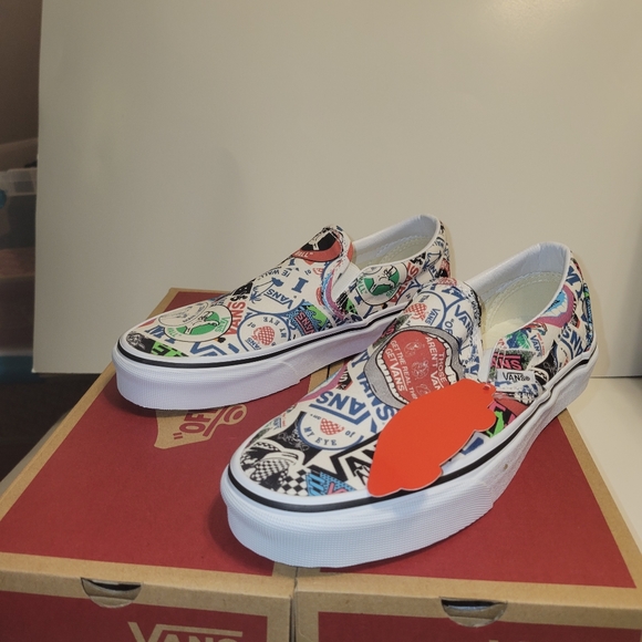 Vans | Shoes | Vans Slipon Mashup Stickers Skate Shoes | Poshmark